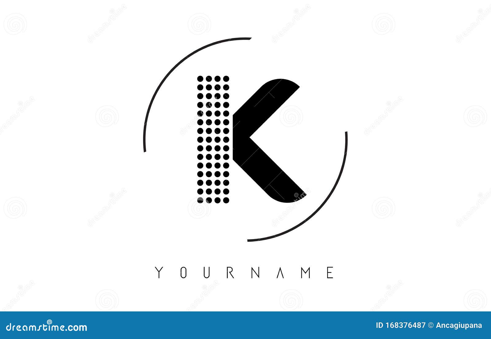 K Black Dotted Letter Logo with a Circular Rounded Frame Stock Vector ...