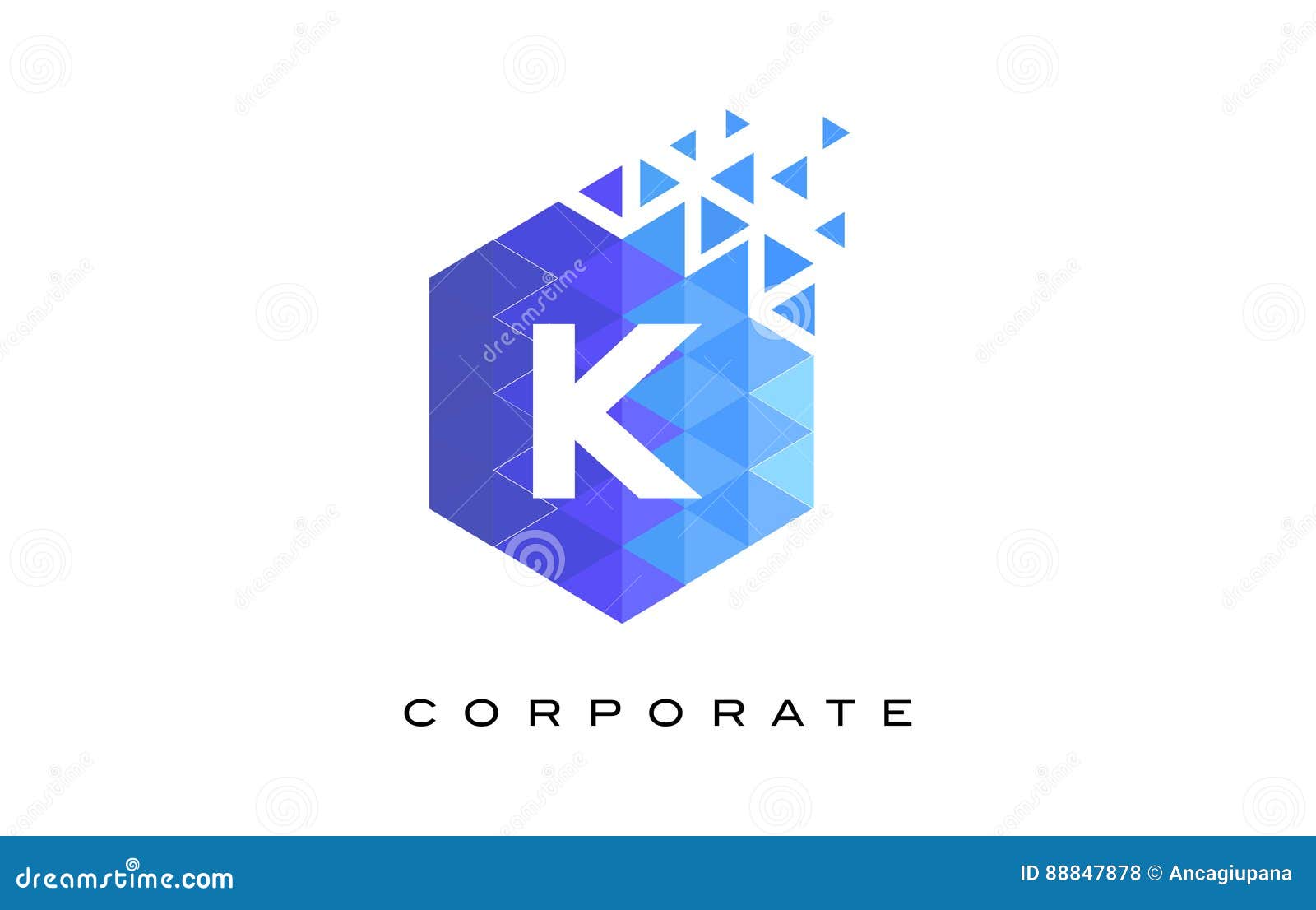 K Blue Hexagonal Letter Logo Design with Mosaic Pattern. Stock Vector ...