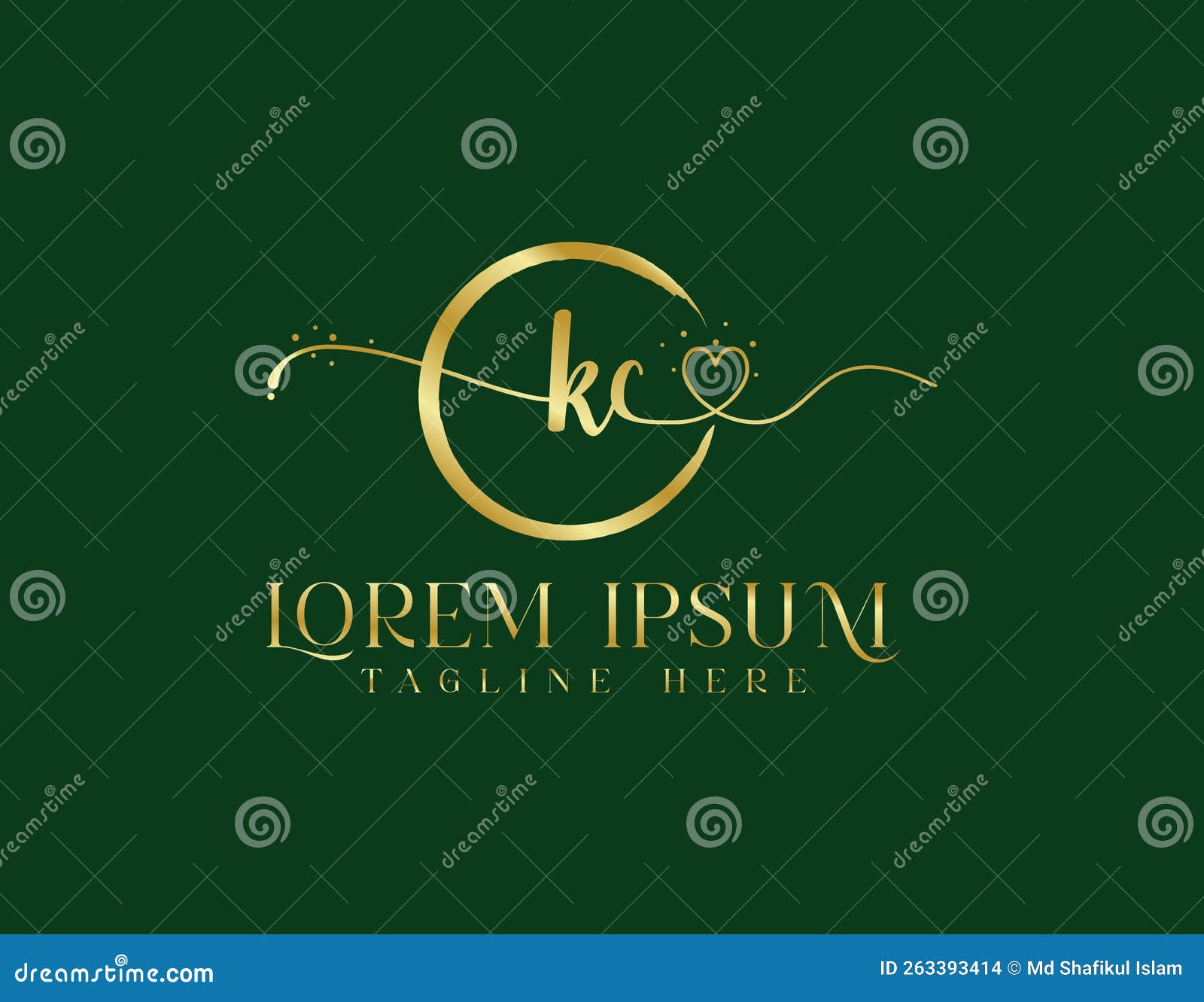 K C Cursive with Hearts ðŸ’• Business Logo Stock Illustration ...
