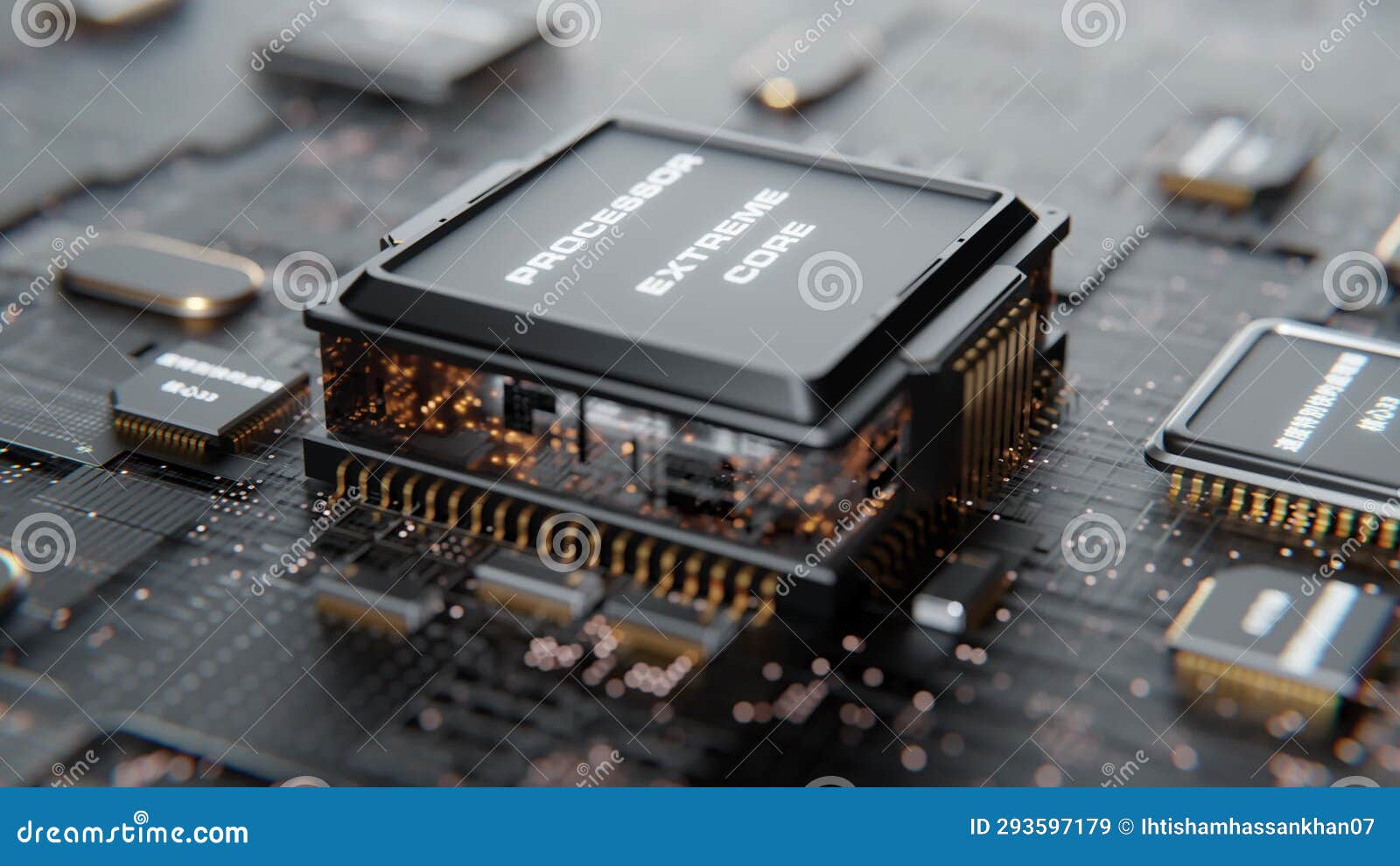 4K High Tech Macrohip with Computer Motherboard Stock Video - Video of ...