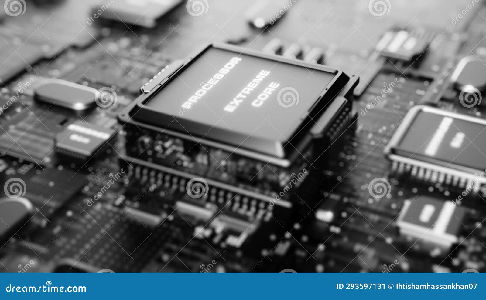 4K High Tech Macrohip with Computer Motherboard Stock Video - Video of ...