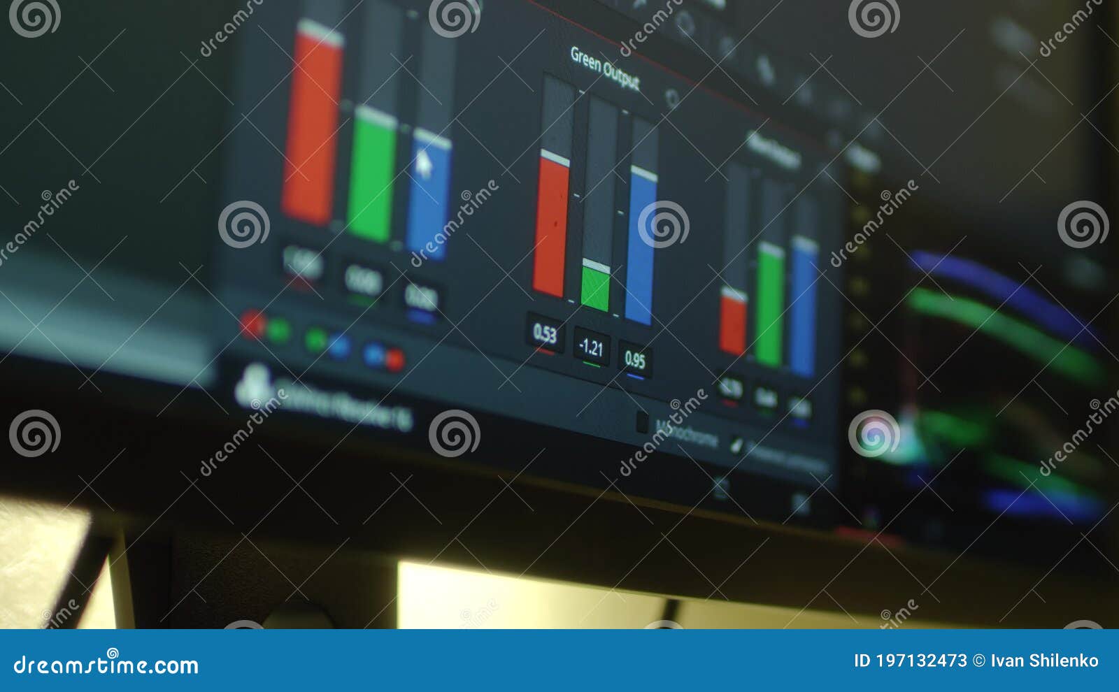 4K Color Correction Post Production Video or Photo in Progress Closeup ...