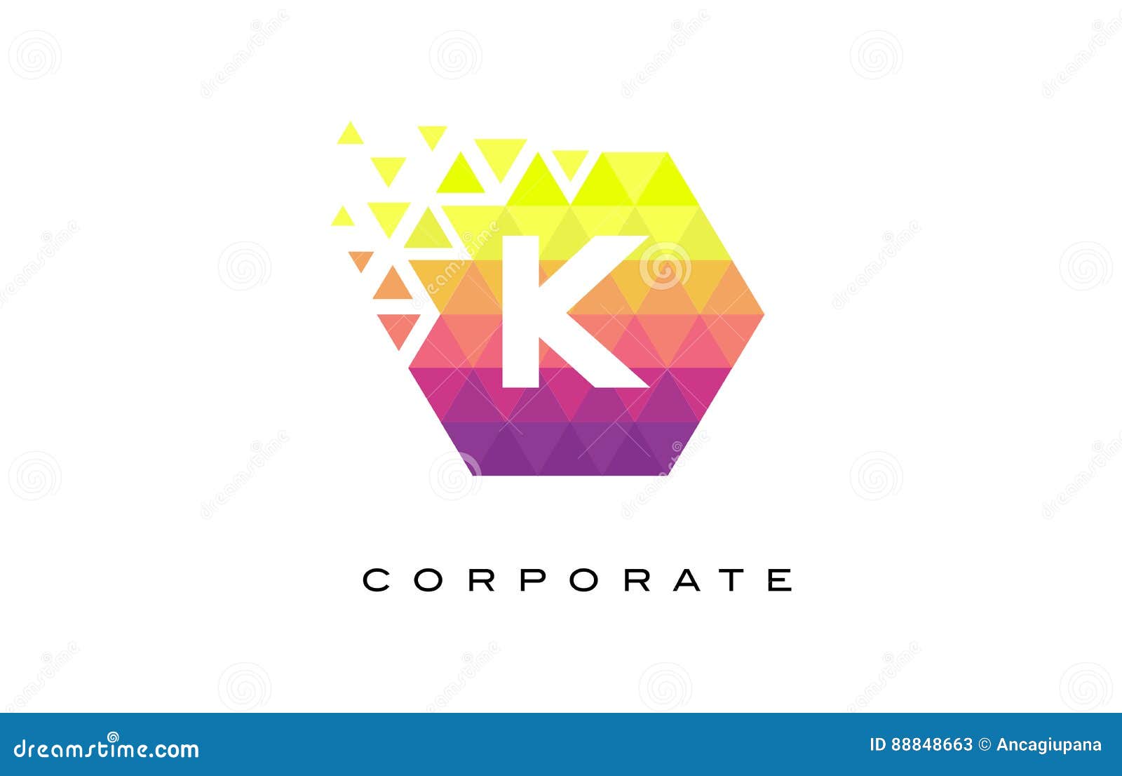 K Colorful Hexagonal Letter Logo Design with Rainbow Mosaic Pattern ...