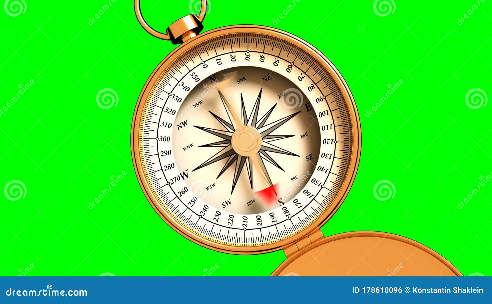 4K. Compass Indicating Direction on Green Screen. 3840x2160 Stock ...