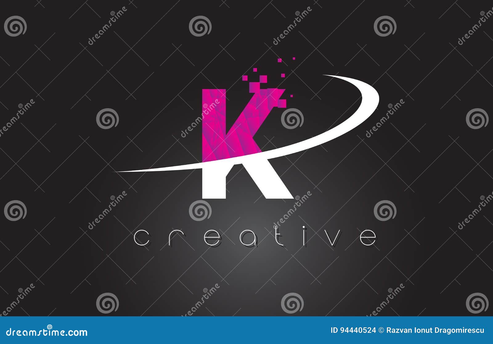 K Creative Letters Design with White Pink Colors Stock Vector ...