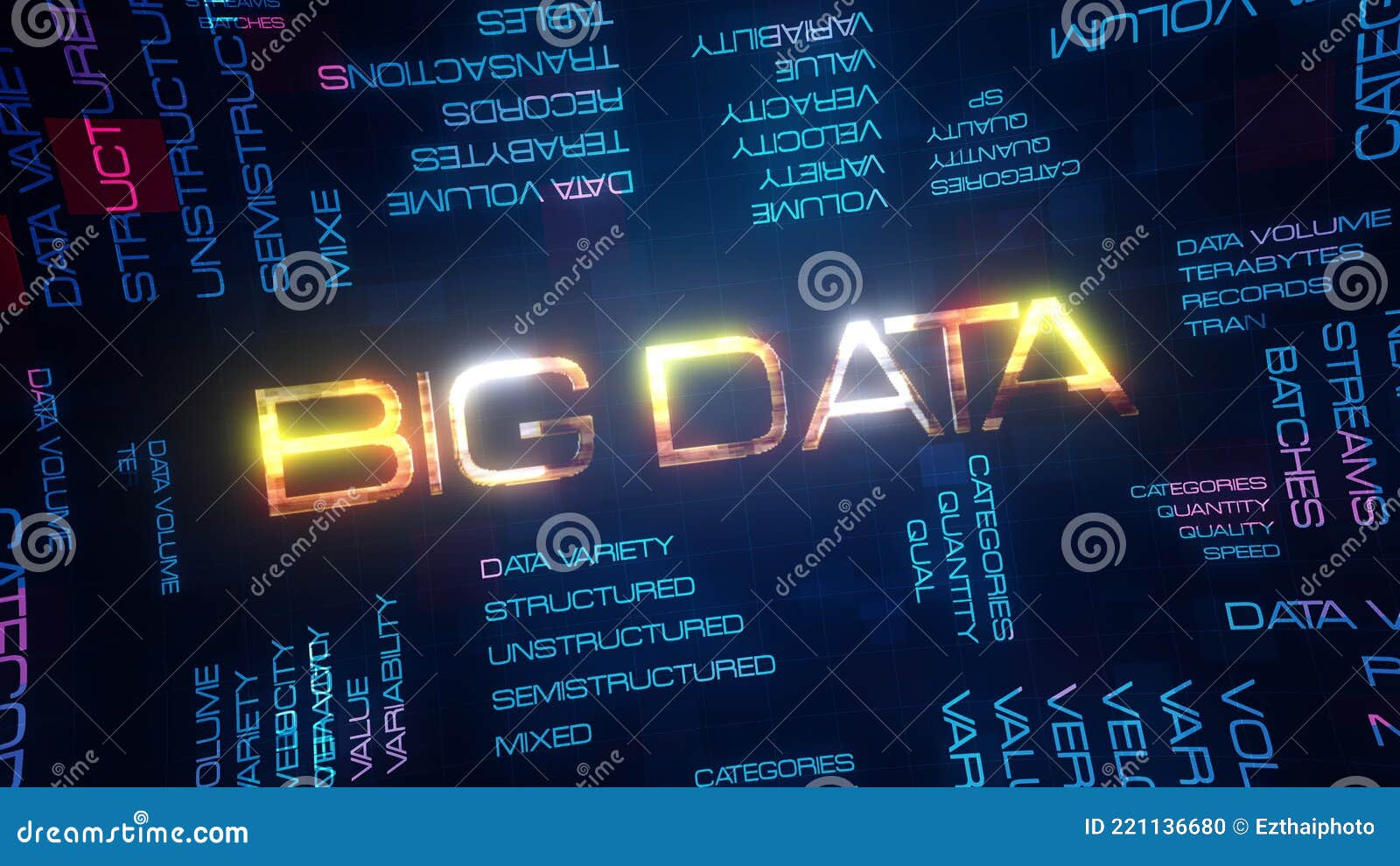 4K 3D BIG DATA Animated Tag Word Cloud. Text Design Related Terms ...