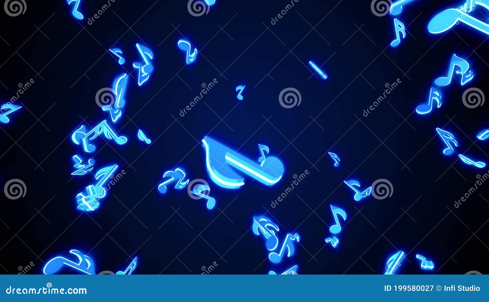 4K 3D Rain of Blue Music Notes Falling Down on the Black Loop ...