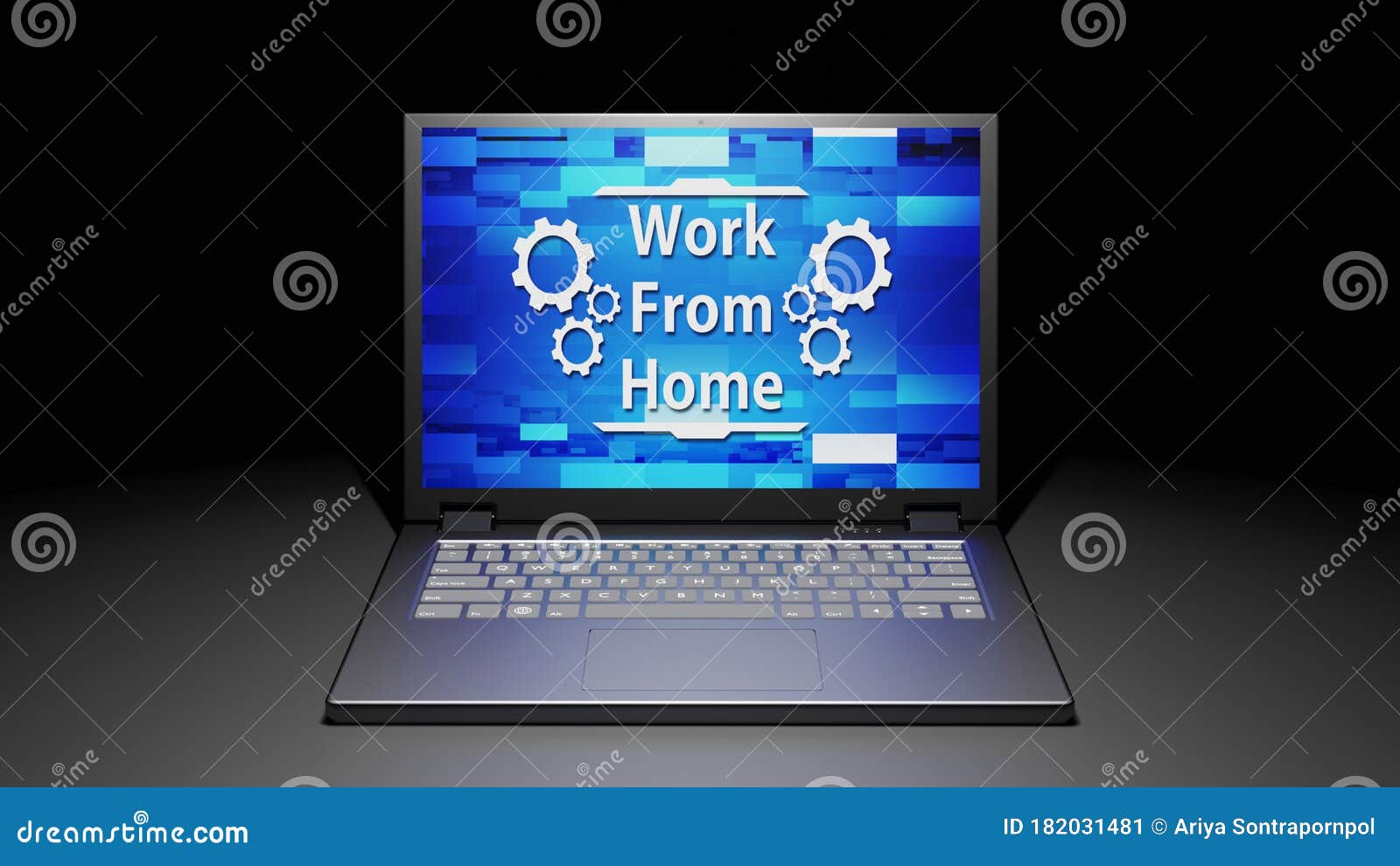 8K 3D Rendered Isolated Laptop with Work from Home Abstract Screen ...