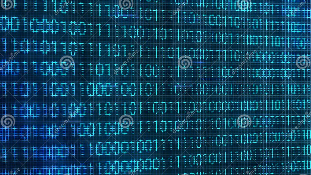 4K Digital Binary Code Random Number Grid Technology Background Stock Illustration ...