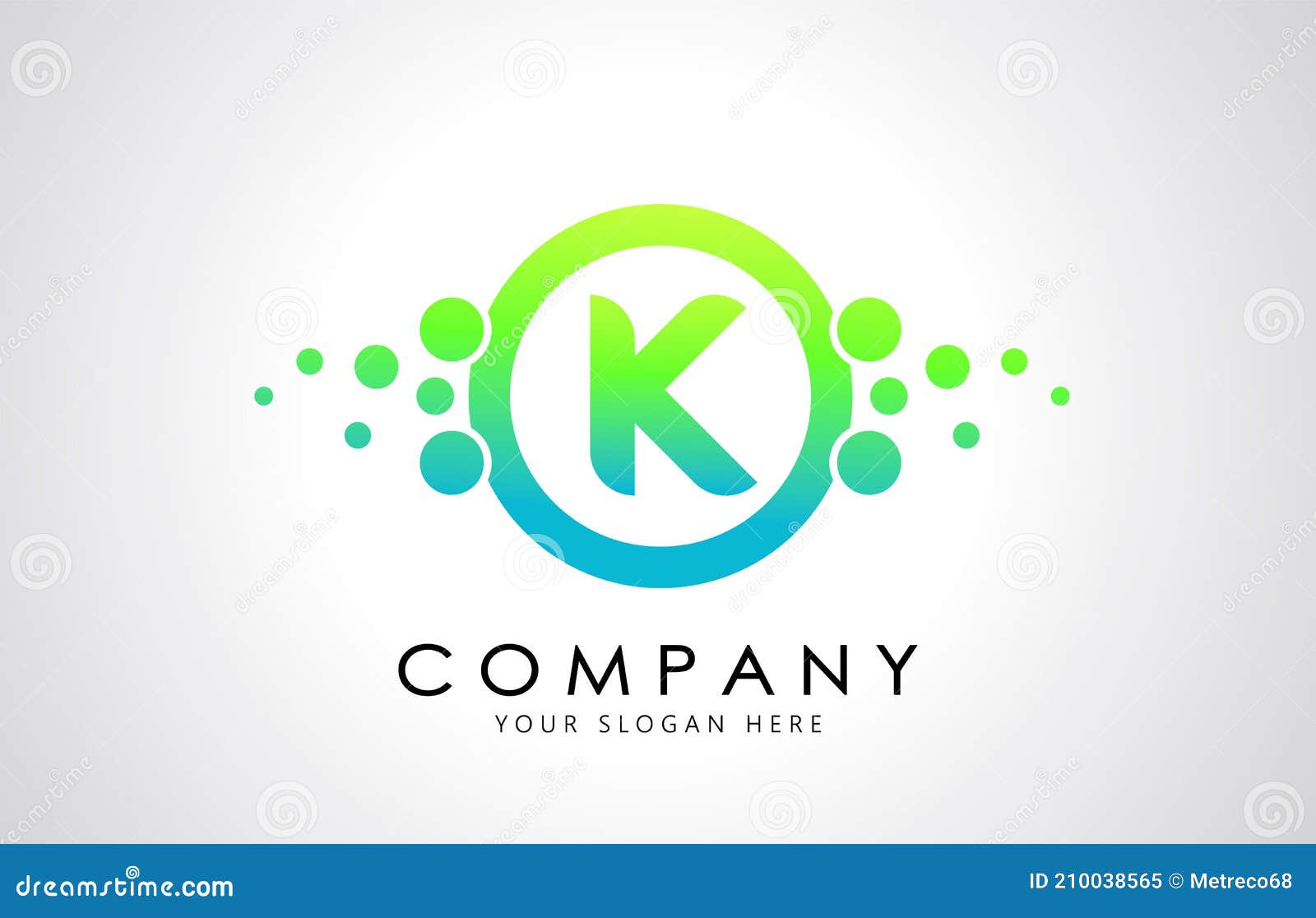K Dots Letter Logo in Blue and Green Gradient. Alphabet Dotted Logo ...