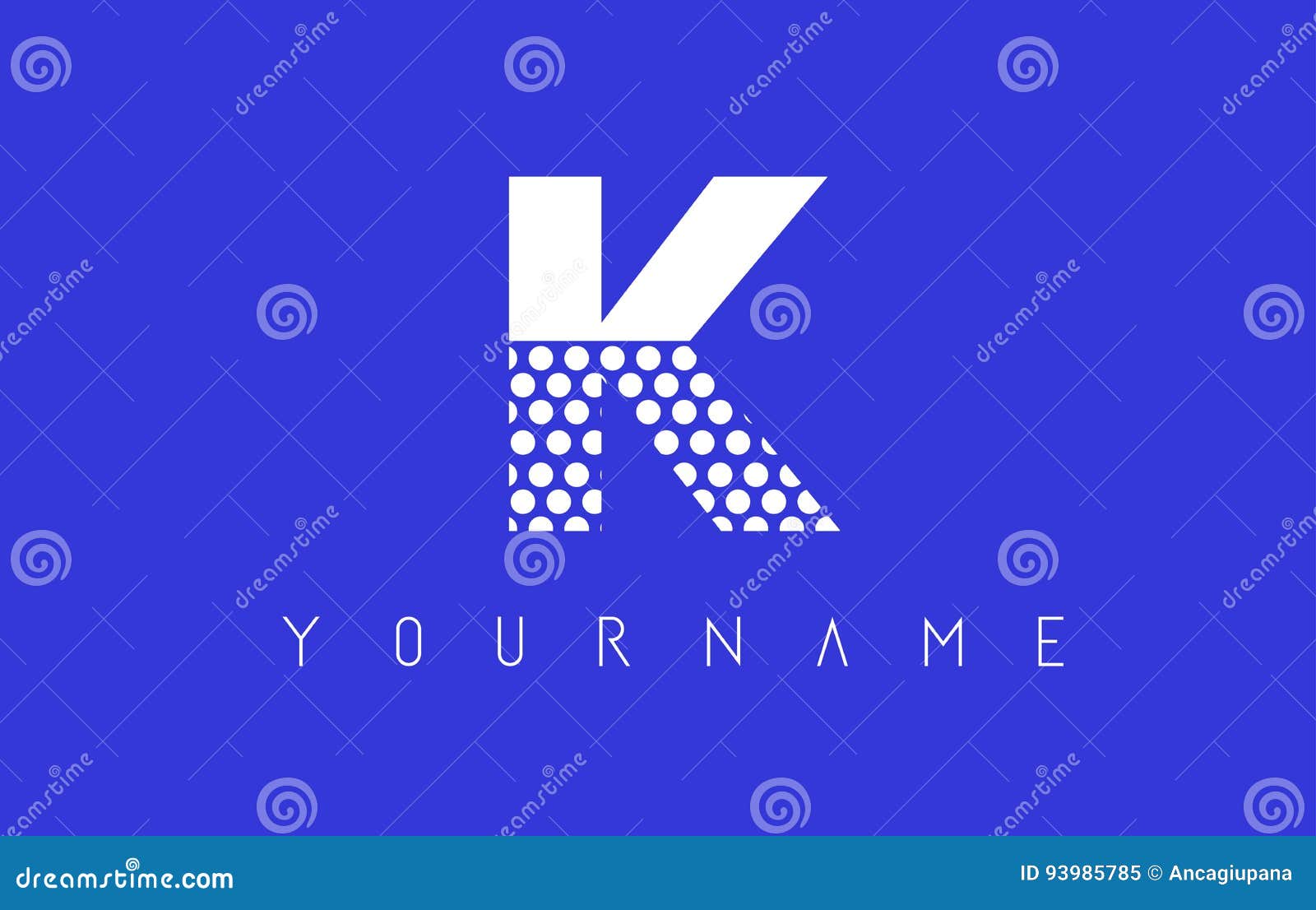 K Dotted Letter Logo Design with Blue Background. Stock Vector ...