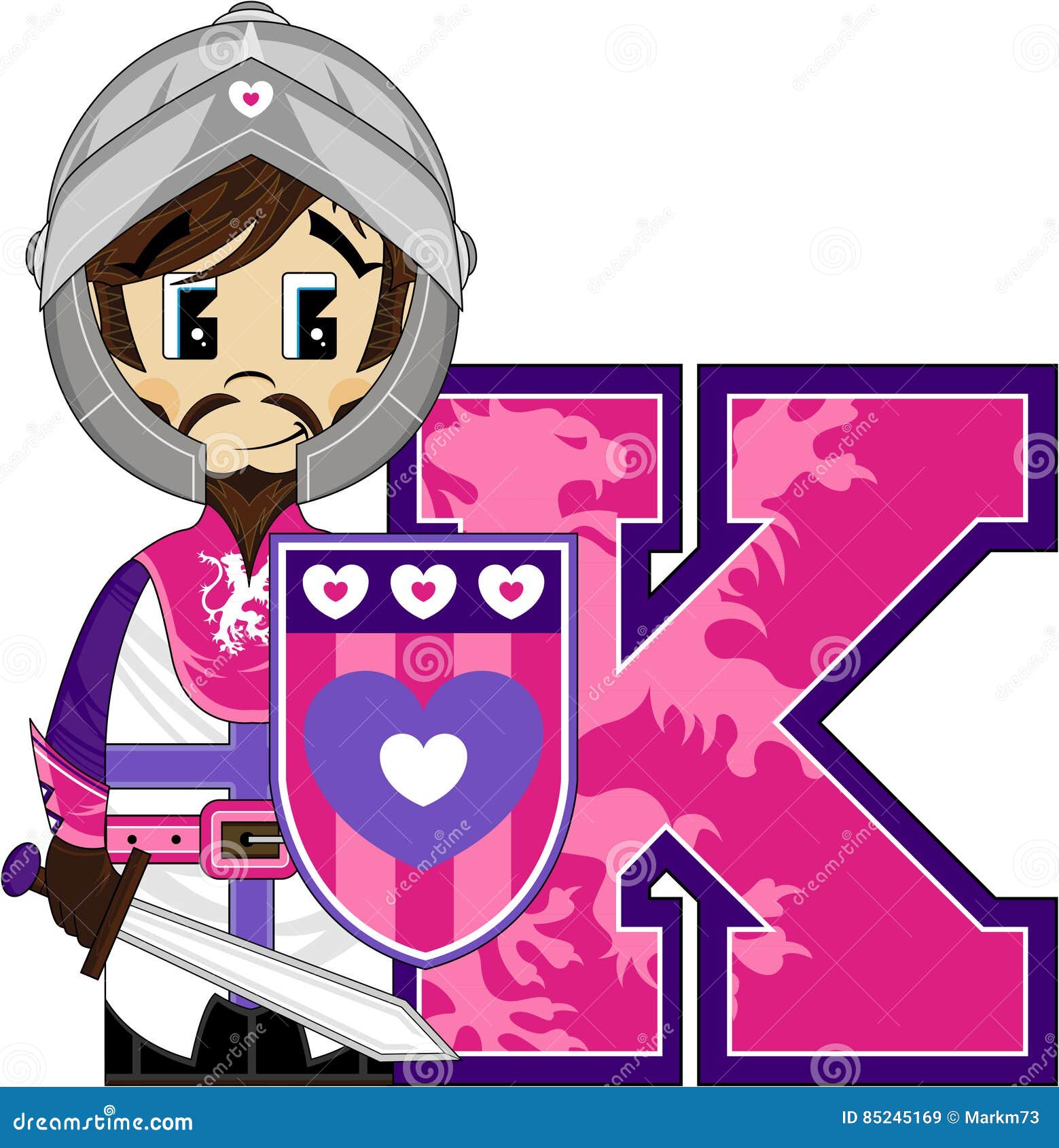 K est pour le chevalier illustration de vecteur. Illustration of animal ...