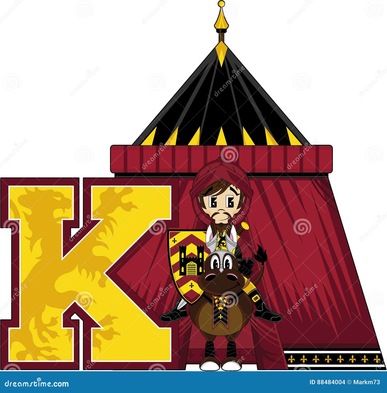 K est pour le chevalier illustration de vecteur. Illustration du ...