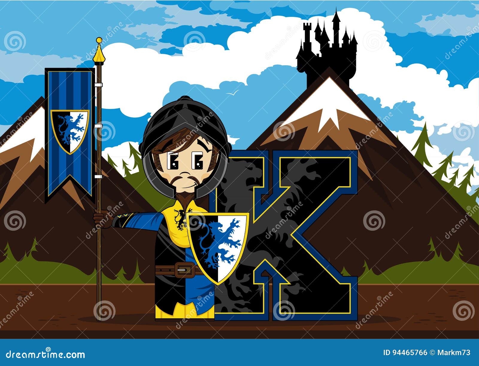 K est pour le chevalier illustration de vecteur. Illustration du ...