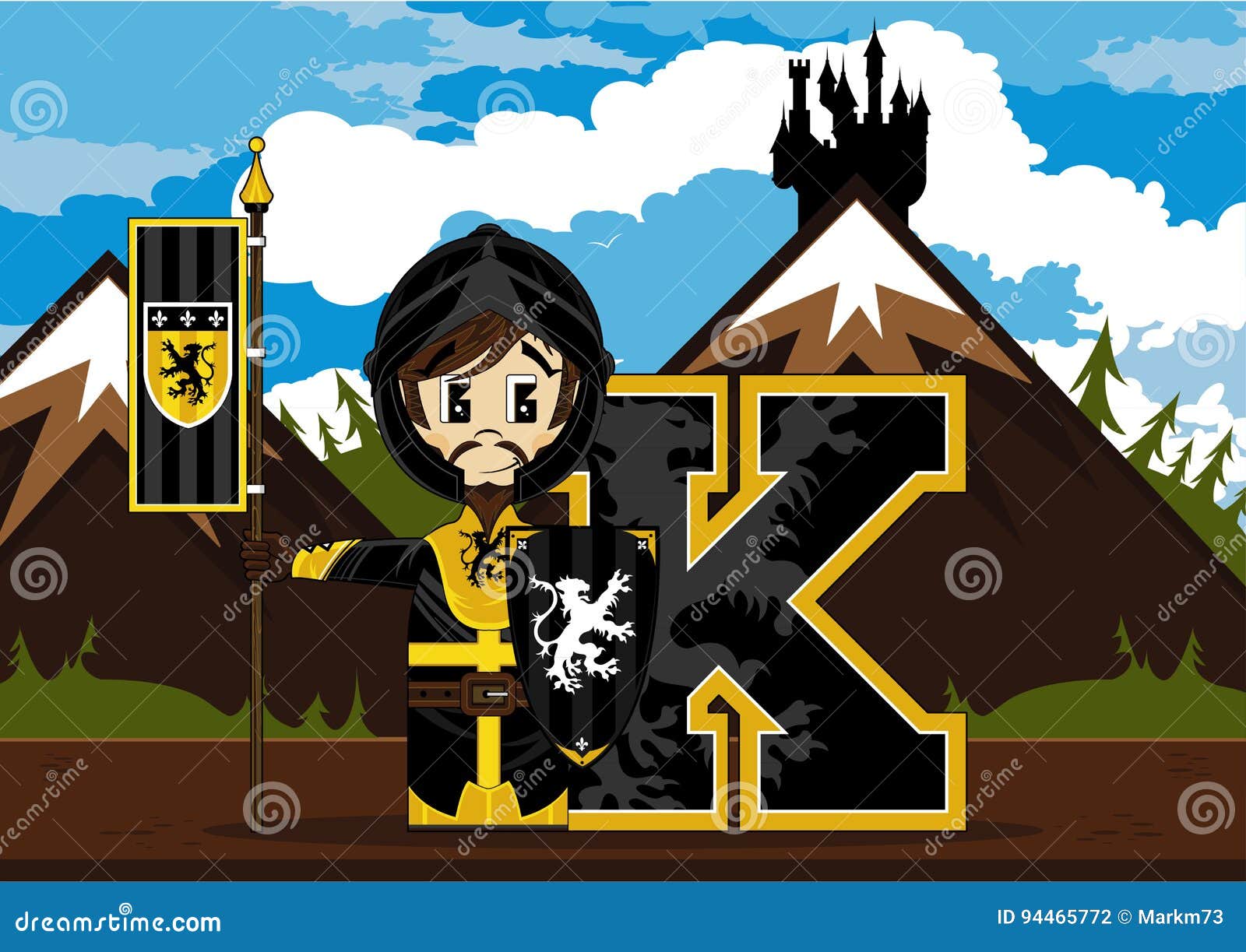 K est pour le chevalier illustration de vecteur. Illustration du lettre ...