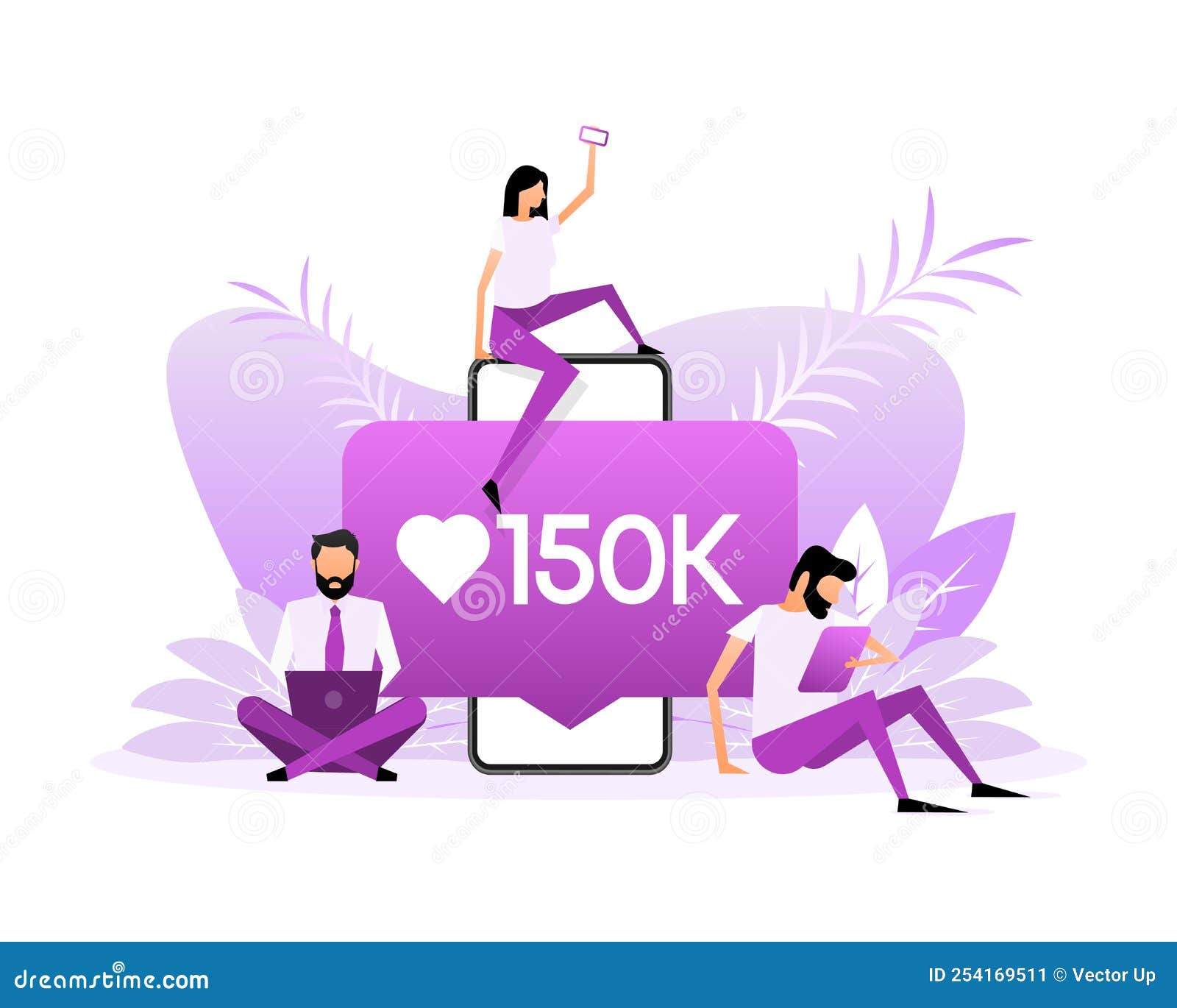 150 K Followers with Flat Style People. Vector Illustration Stock ...