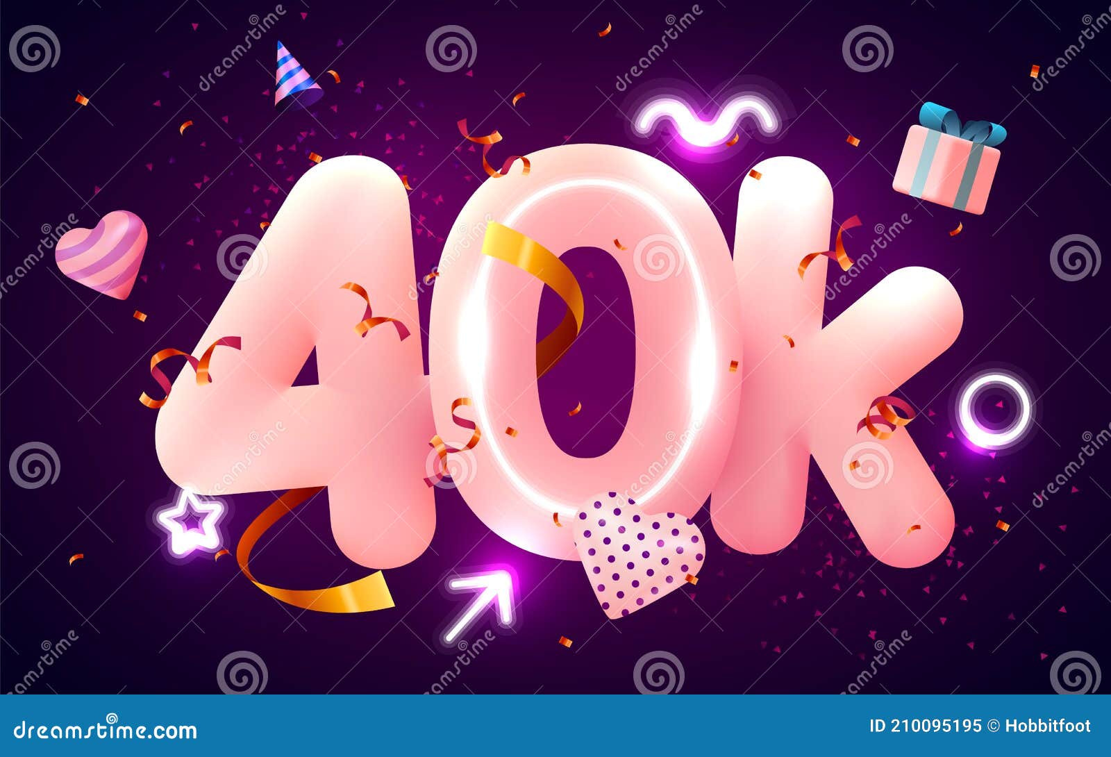 40000 Followers Vector Greeting Social Card Thank You Followers