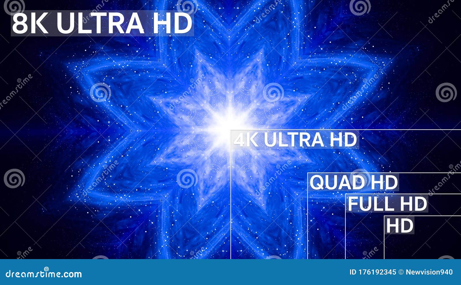 8K, 4K, Full HD, HD Standard Television Resolution Size Stock ...