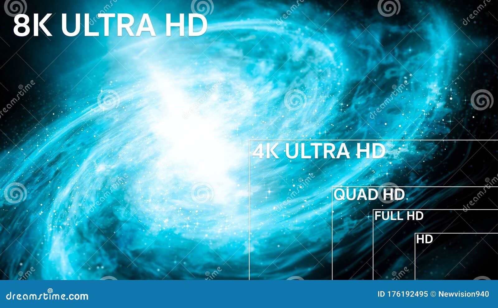 8K, 4K, Full HD, HD Standard Television Resolution Size Stock ...