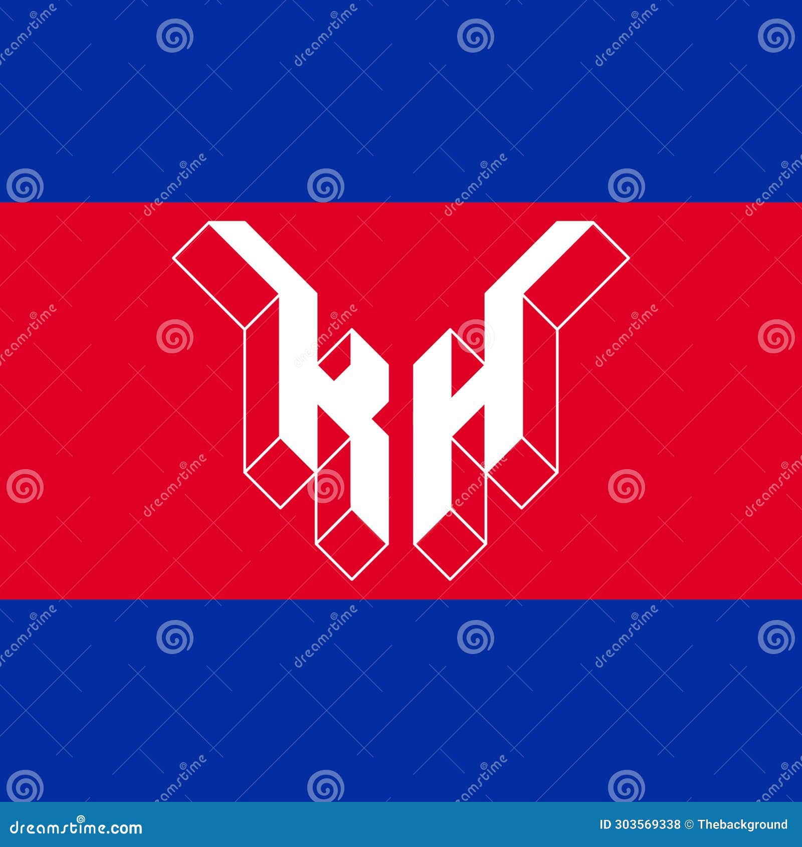 K and H - Monogram or Logotype. Isometric 3d Font for Design. Three ...