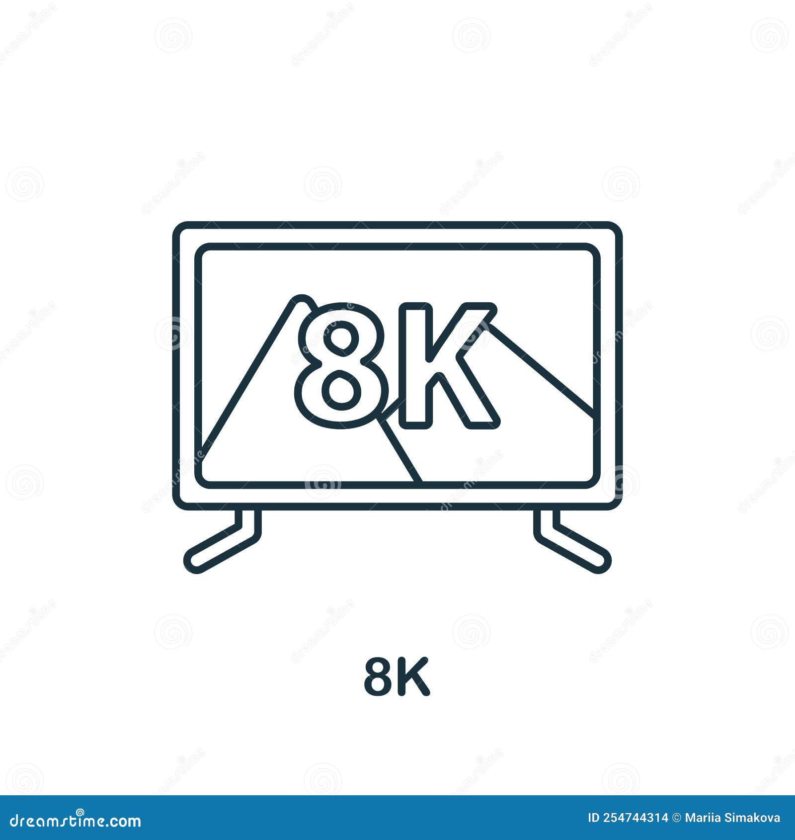 8K Icon. Line Simple Icon for Templates, Web Design and Infographics ...
