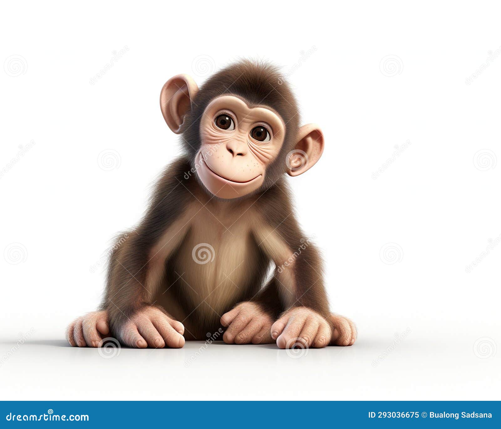 This 8k Image Features a Realistic Monkey on a White Background. Stock ...