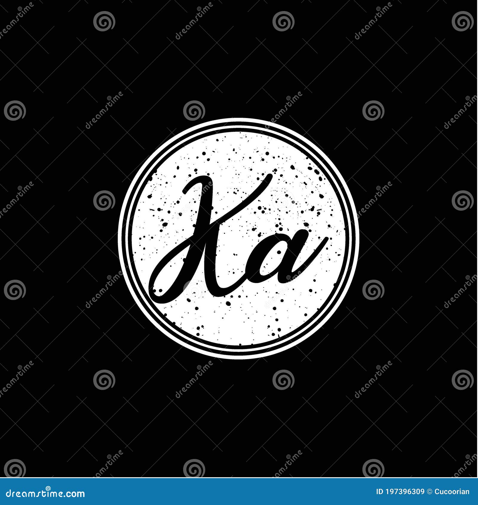 K a Initial Handwriting in Black and White Circle Frame Design Stock ...