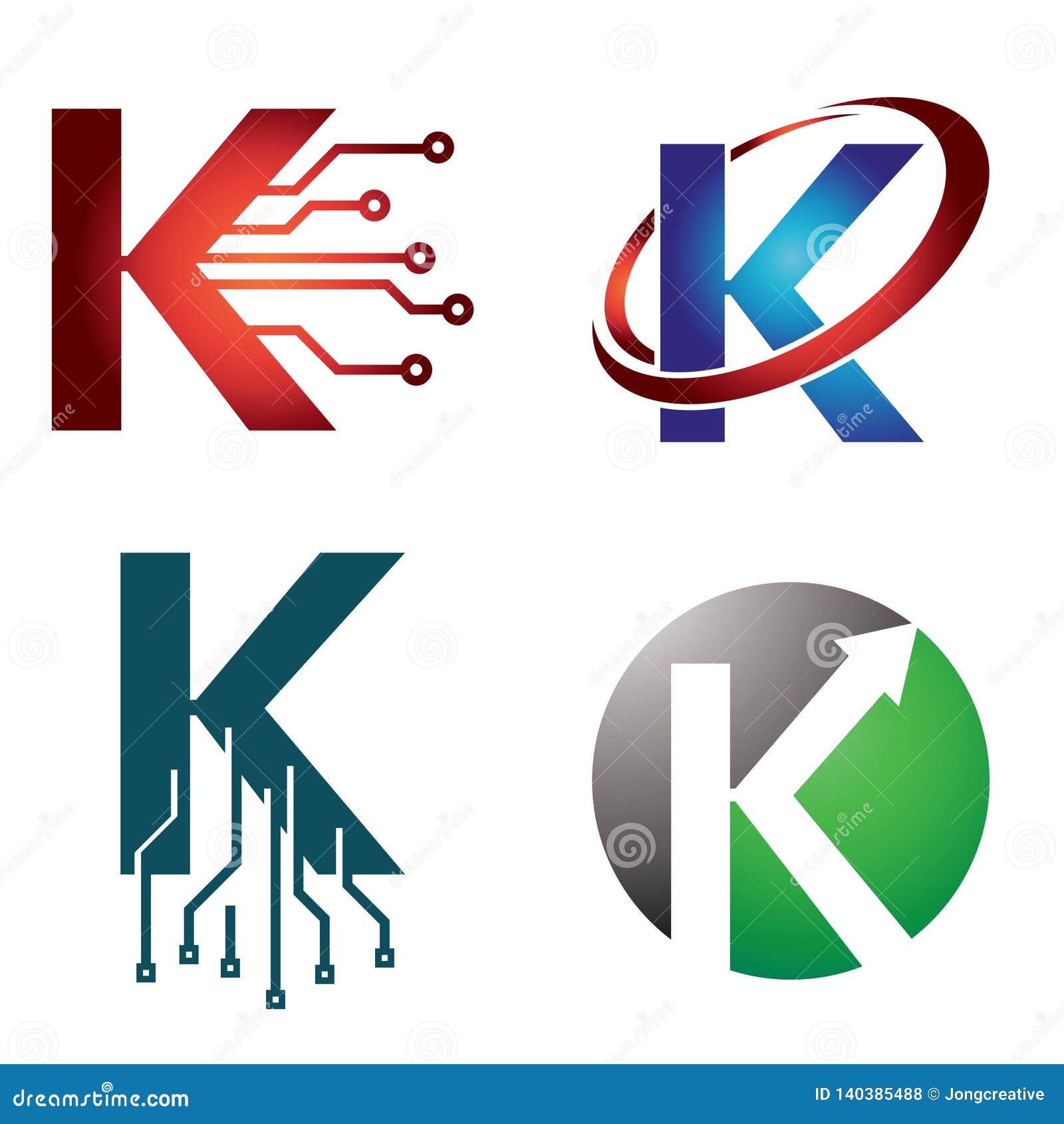 K - Initial Letter Technology and Internet Symbol Logo Collection Stock ...