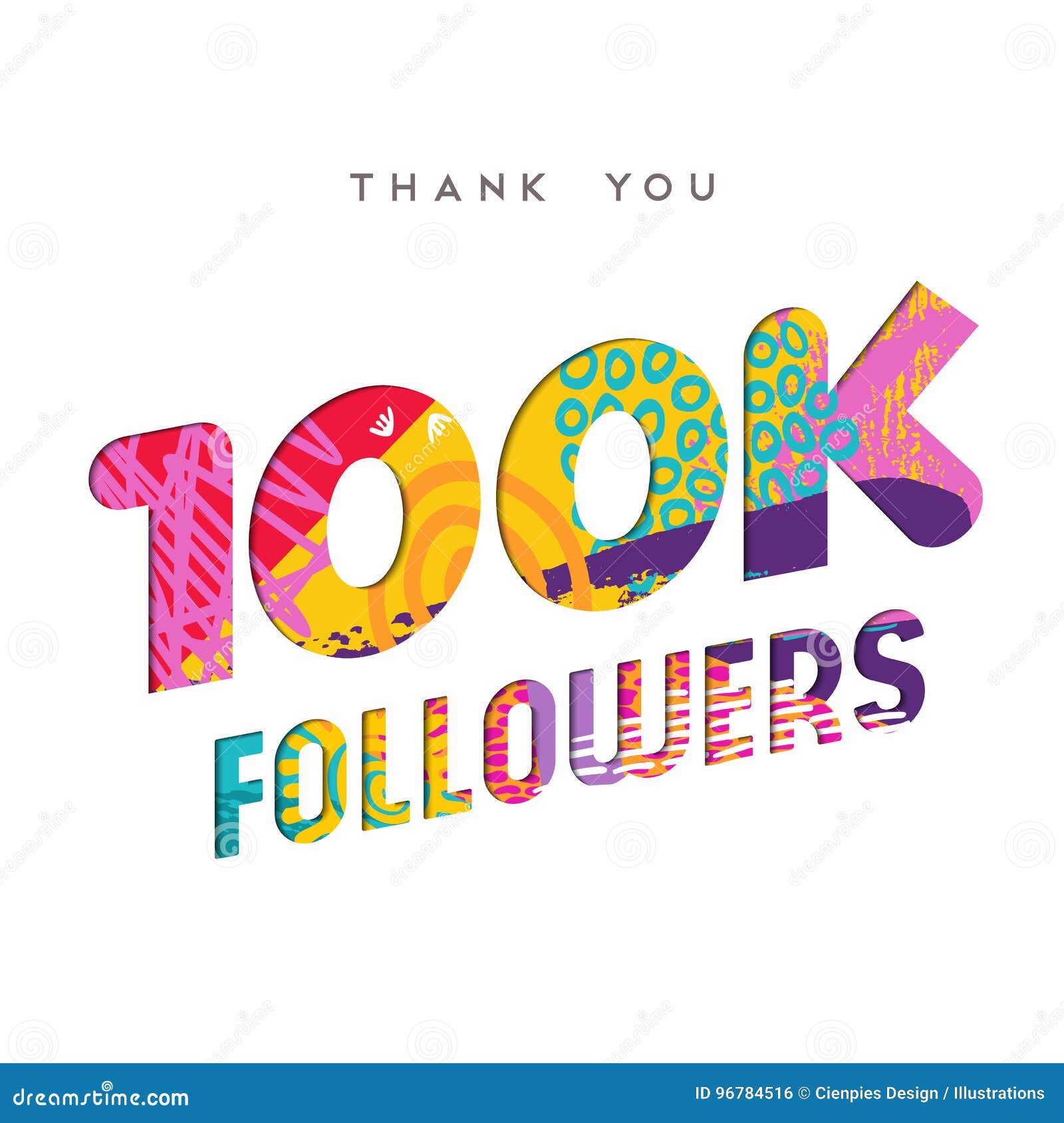 100k Internet Follower Number Thank You Template Stock Vector