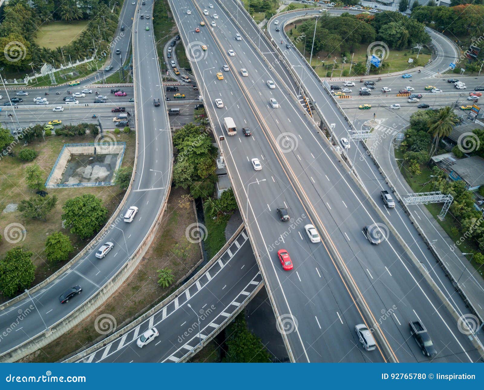 4K Intersection Highway Road with Traffic from Drone View Stock Photo ...