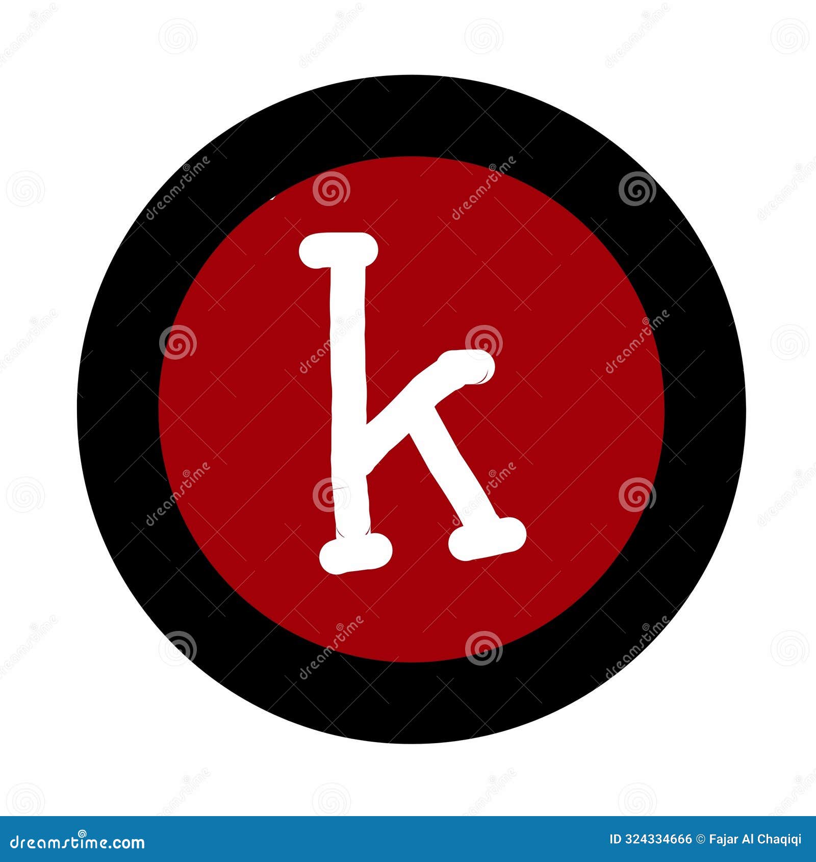 K Letter with Circle Round Black and Red Stock Illustration ...