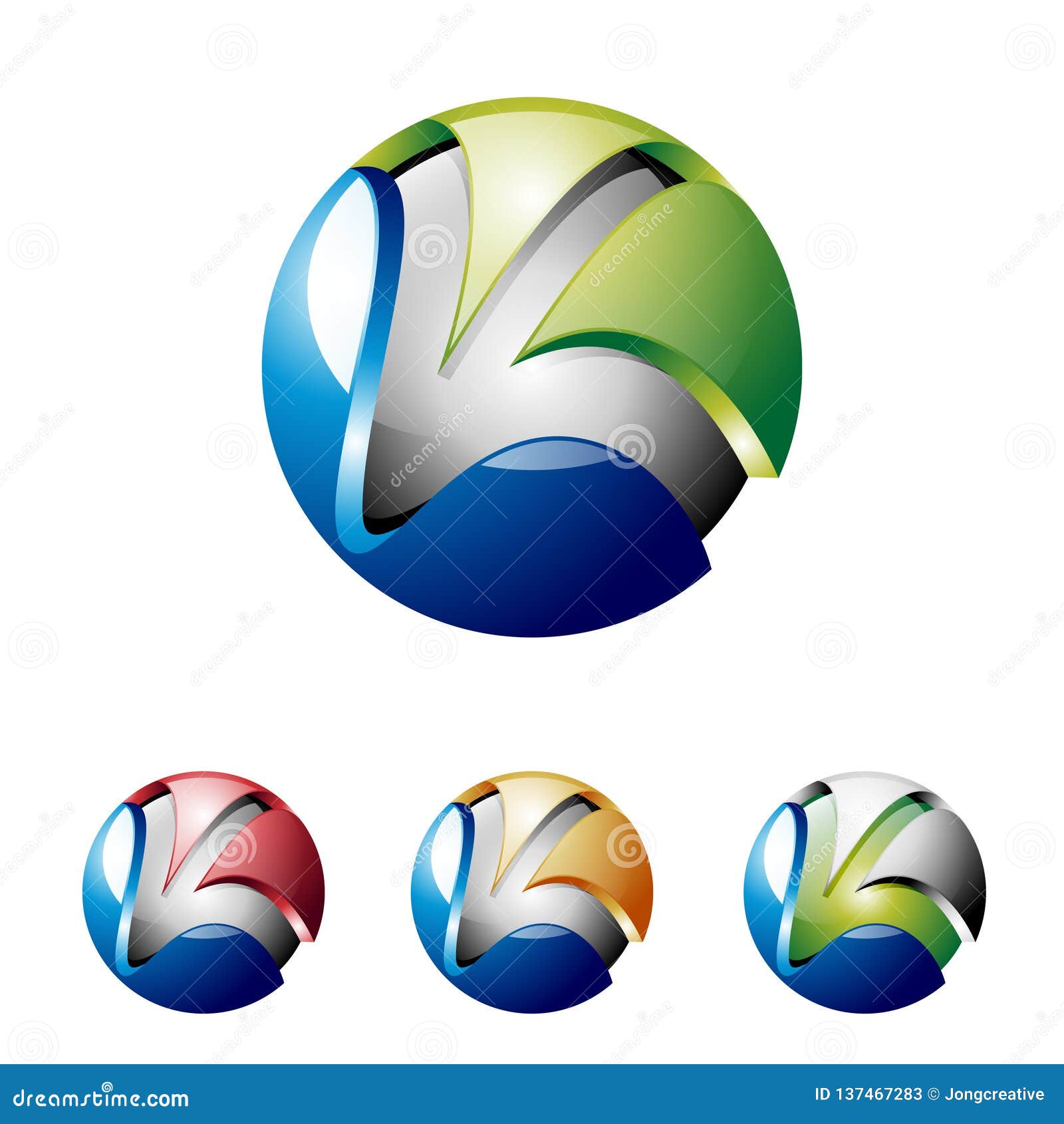 K Letter Initial 3D Shiny Ball Technology Internet Logo Stock Vector ...