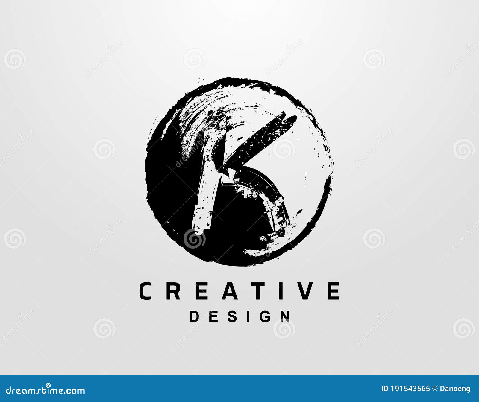 K Letter Logo with Circle Grunge Element. Retro Circle Splatter Logo ...