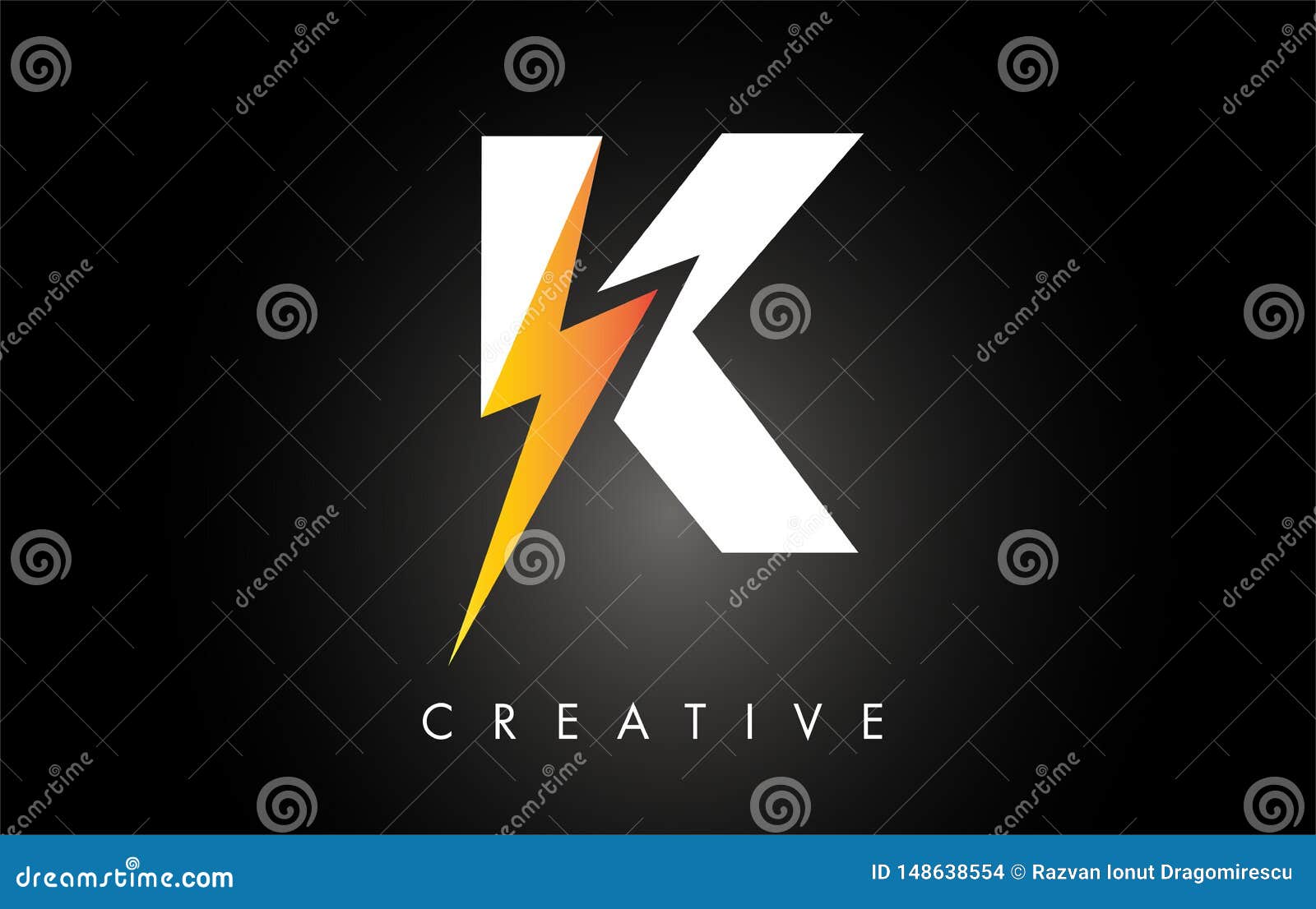 K Letter Logo Design with Lighting Thunder Bolt. Electric Bolt Letter ...