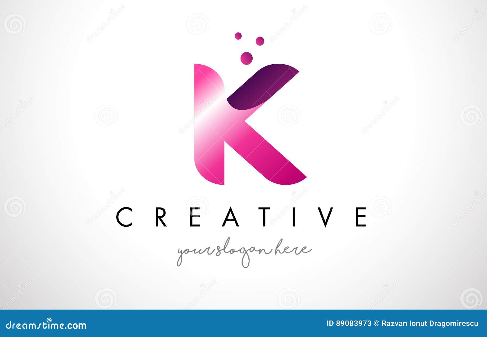 K Letter Logo Design with Purple Colors and Dots Stock Vector ...