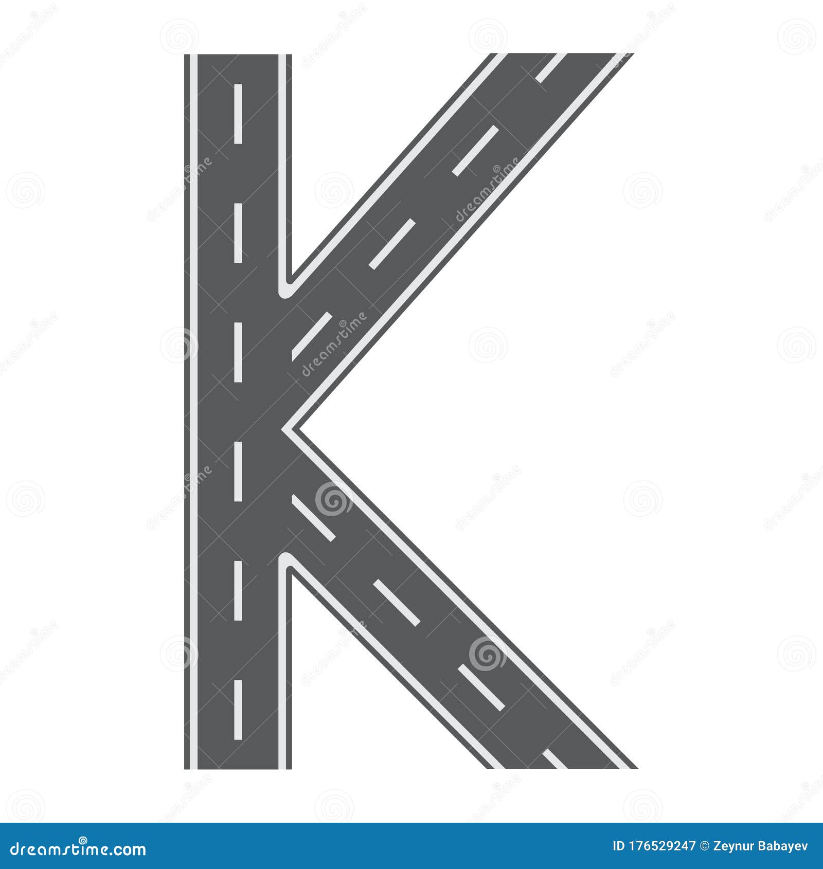 K Letter for Road or Street Font. Flat and Solid Color Vector ...