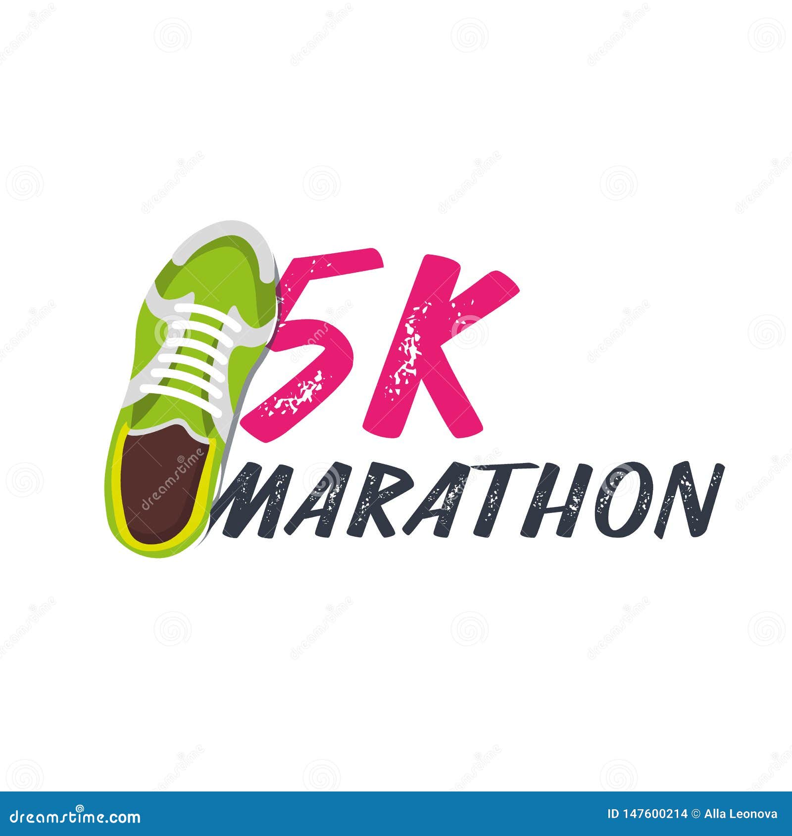 5K Marathon Run Event with Sneakers. Vector Illustration. Stock Vector ...