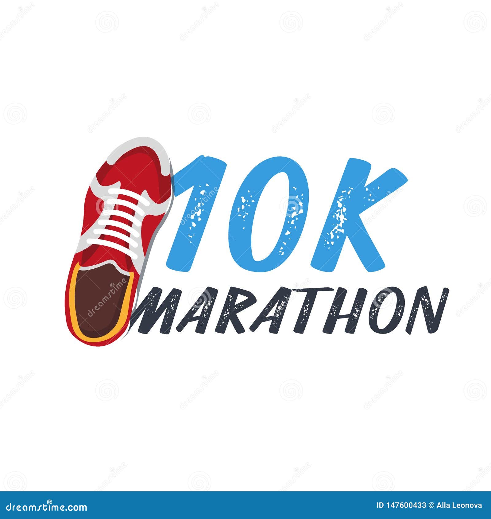 10K Marathon Run Event with Sneakers. Vector Illustration. Stock Vector ...