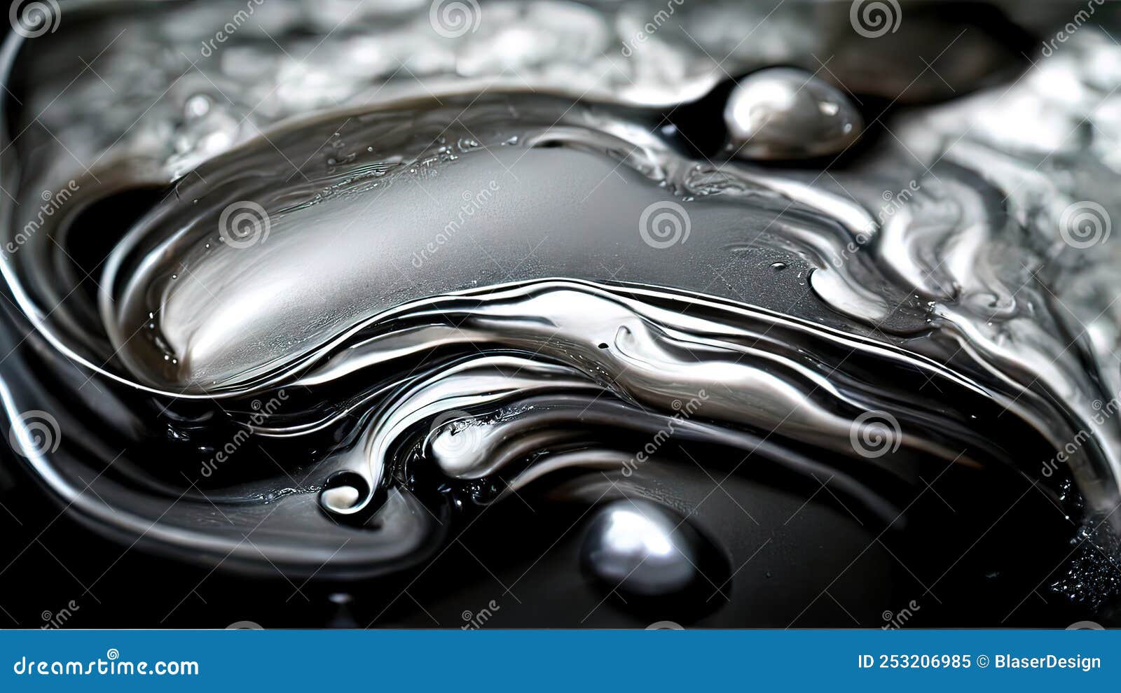 Melted Iron Metal. 4K Liquid Silver Paint. Abstract Texture of Shiny ...