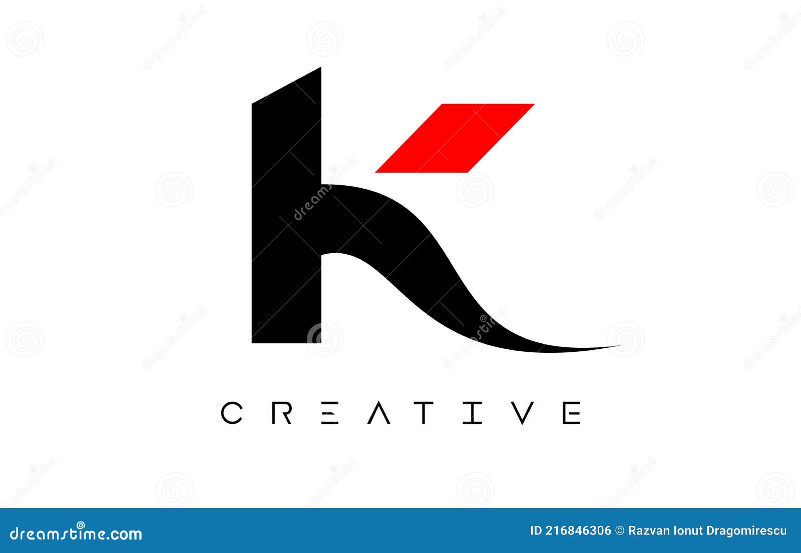 K Modern Letter Logo Design with Creative Look in Black and Red Colors ...