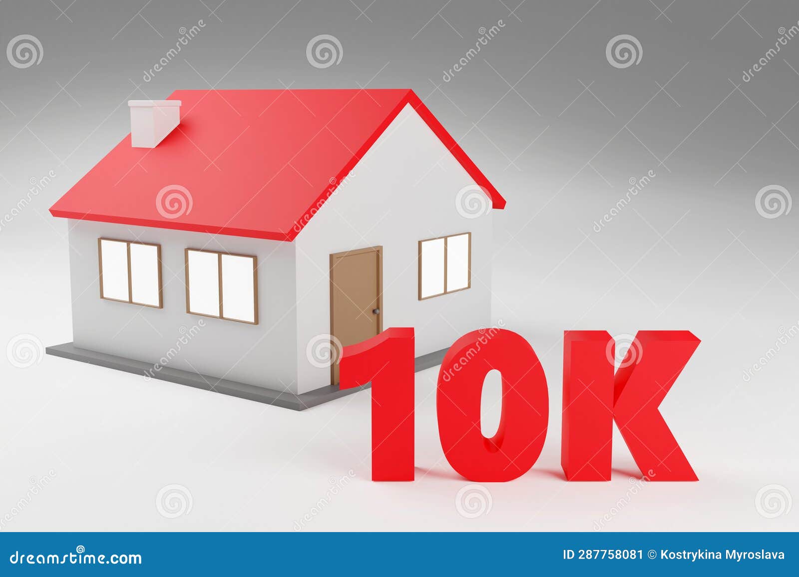 10k Next To a Little House 3d Render Stock Illustration - Illustration ...