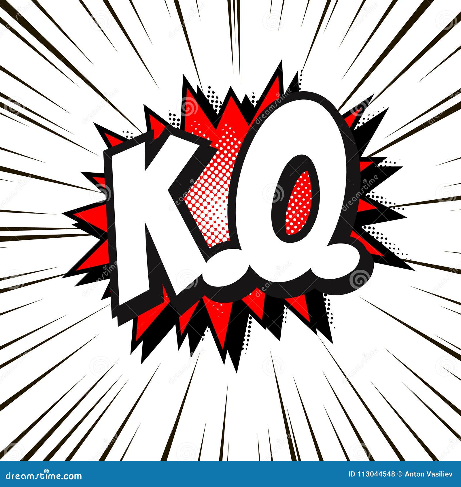 K.O. Comics Book Text Balloon, Vector Red Halftone Stock Vector ...