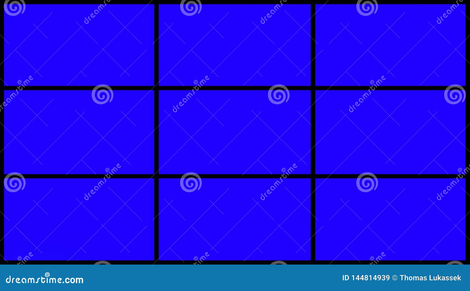 4k 9 Parts Blue Screen Grid with Black Frames Stock Illustration ...