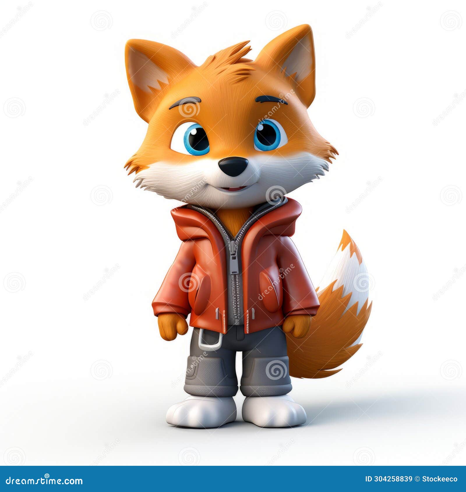 Plastic Cartoon Fox with Jacket: Volumetric Lighting and Toy-like ...