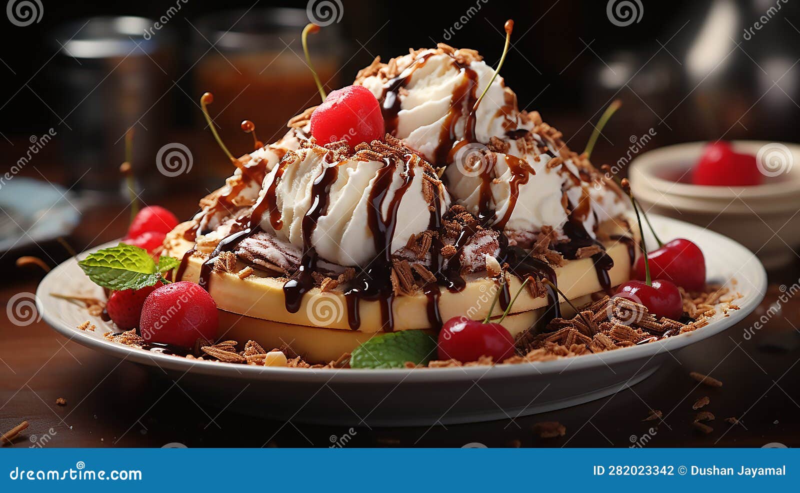 Banana Split, UHD, 8k .Generative AI Stock Illustration - Illustration ...