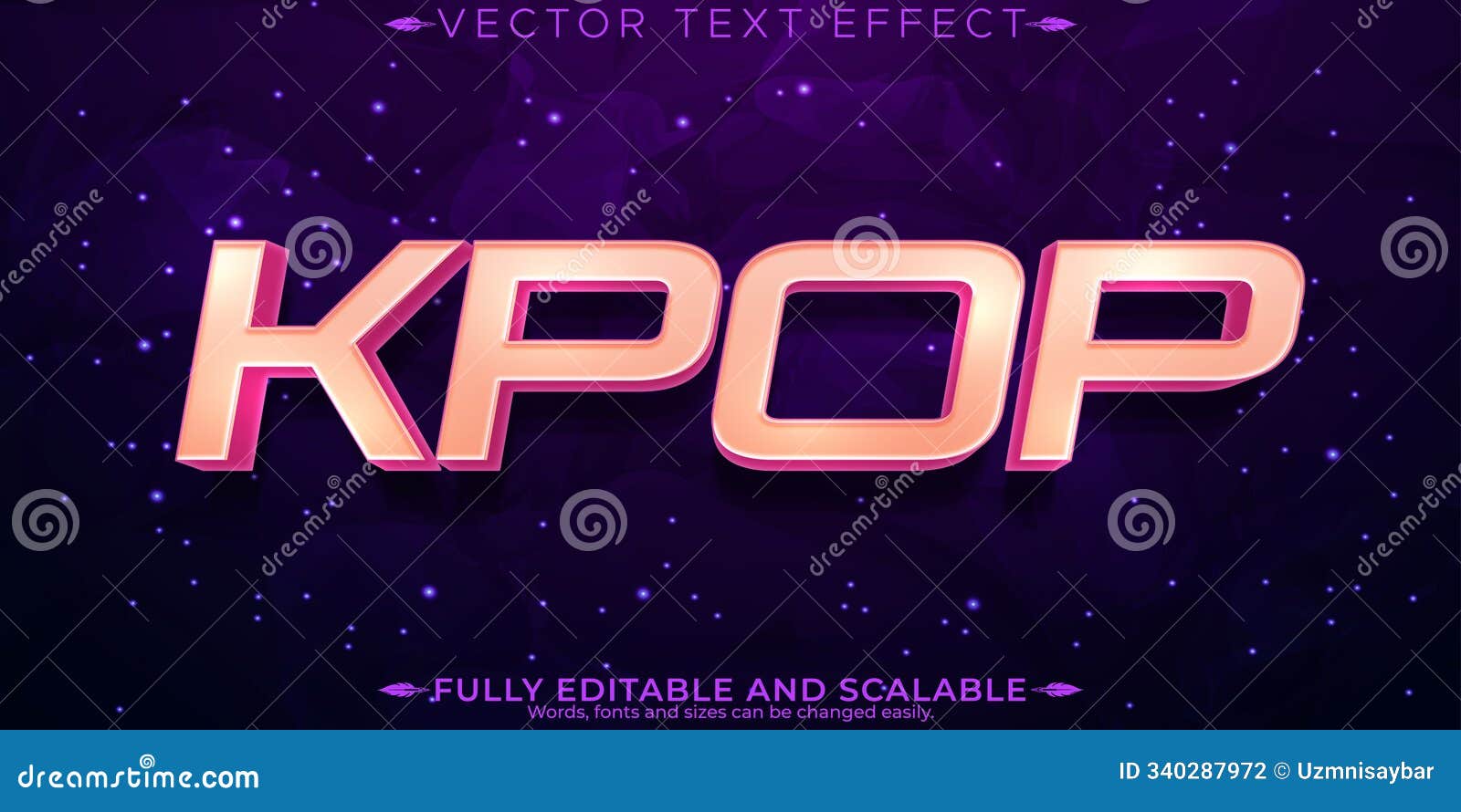 K Pop Text Effect, Editable Korean and Music Text Style Stock Vector ...