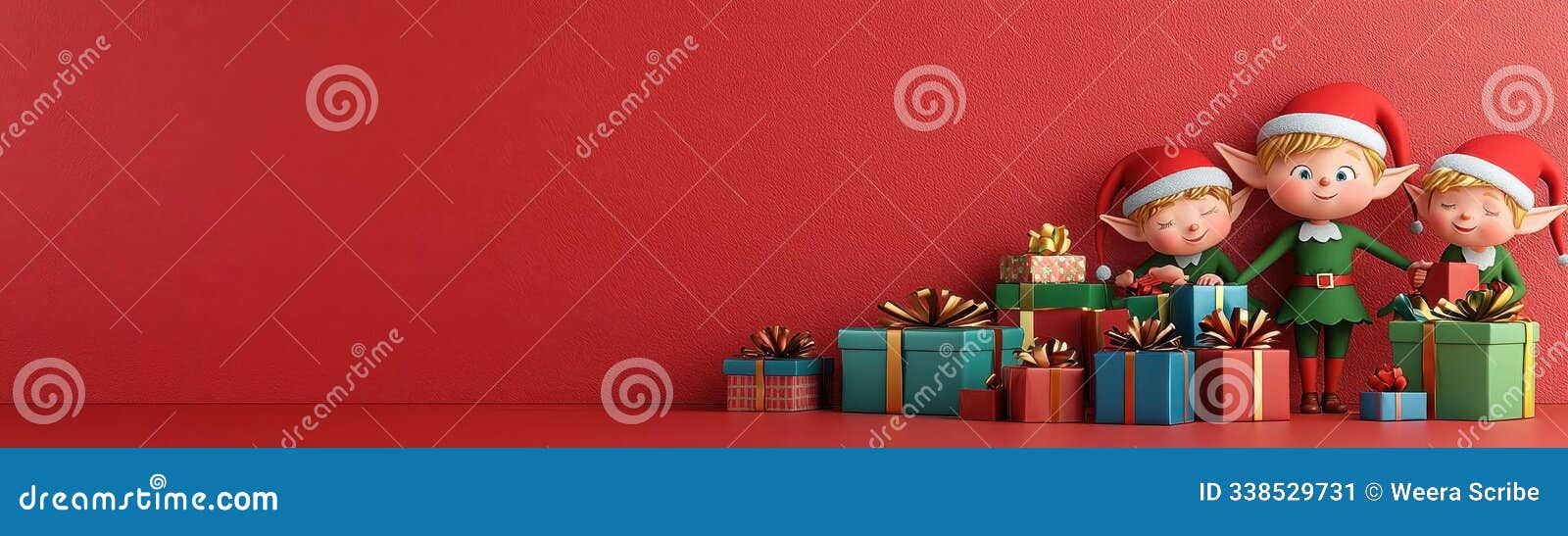 4K Realistic Animation of Christmas Elves Working Hard, Red Background ...