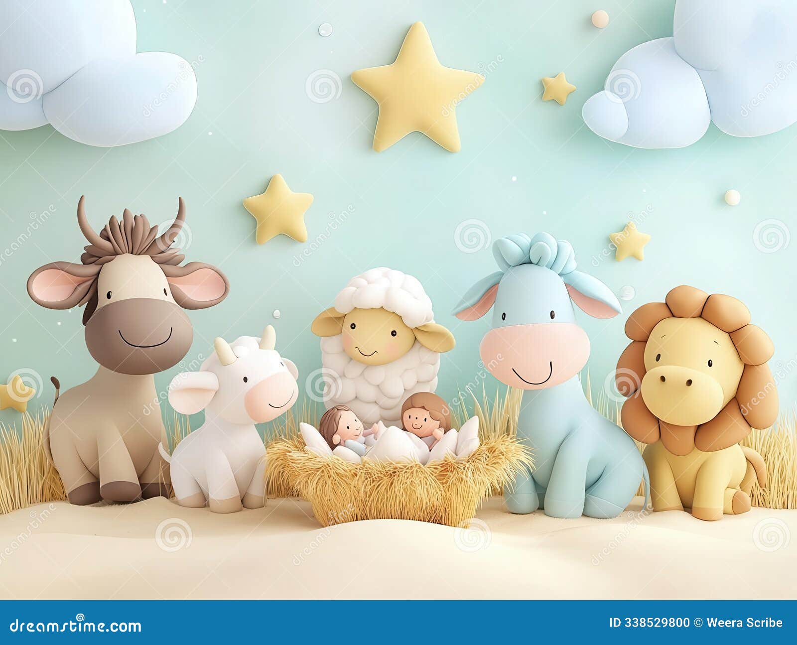 4K Realistic Animation Of A Nativity Scene With Shepherds, Red ...