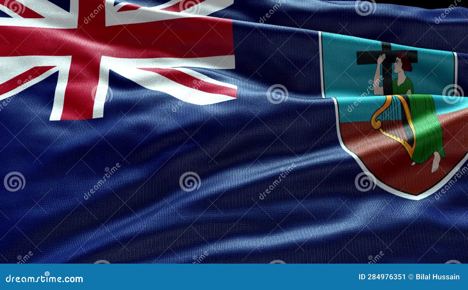 4k Render Montserrat Flag Video Waving in Wind Montserrat Flag Wave Loop Waving Stock Video ...