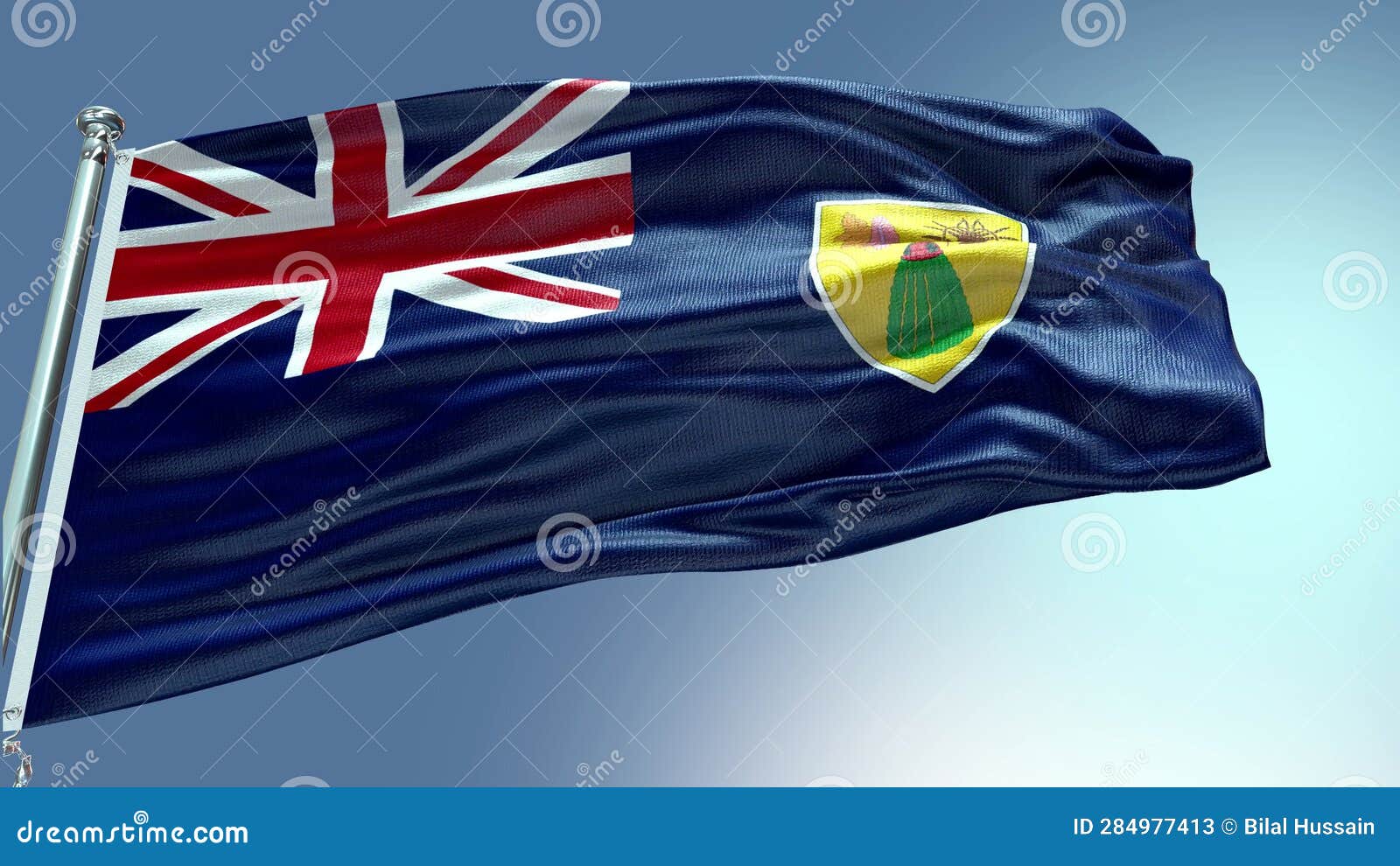 4k Render Turks and Caicos Islands Flag Video Waving in Wind Turks and ...